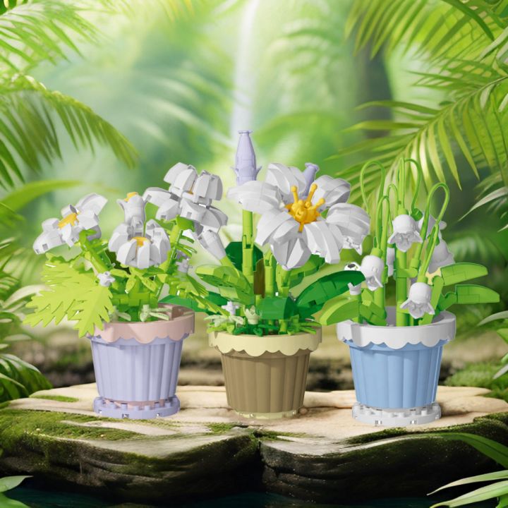 Micro Mini Building Blocks Toy Eternal Flower Multi Style Flower Pot ...