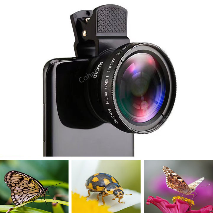 2 In 1 Mobile Phone Lens 0.45x Super Wide Angle 12.5x Macro HD Camera Lens For iPhone 12 11 8 7 ...