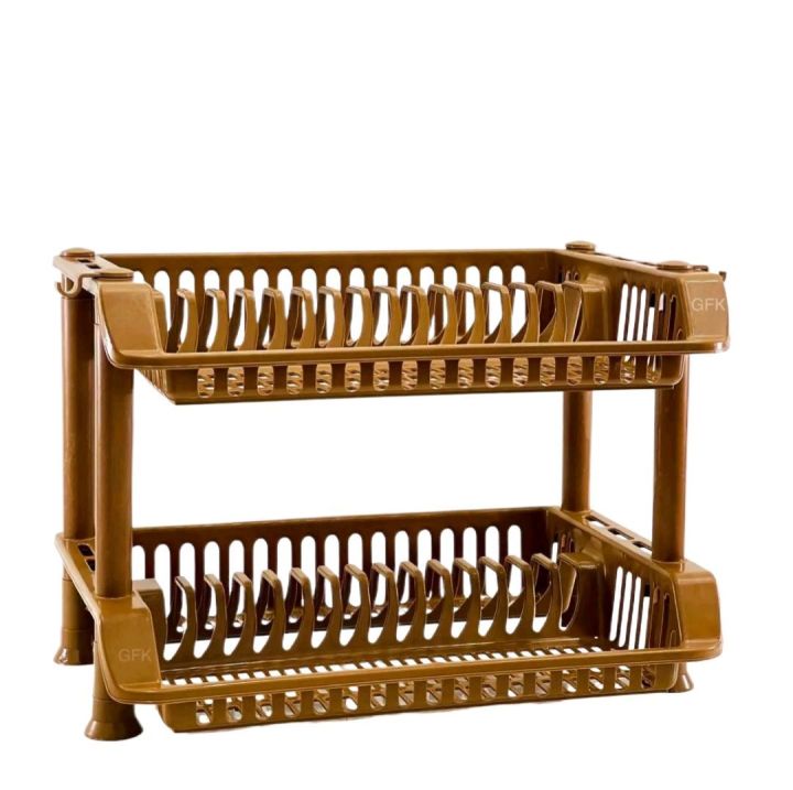 Plate Holder / Dish Rack With Hooks 2 Layers Multi-Purpose Kitchen ...