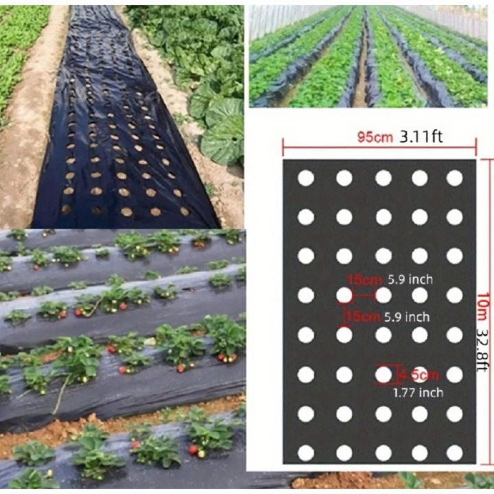 1pc Plastic Film With Planting Hole, Garden Weed Control Barrier Film ...