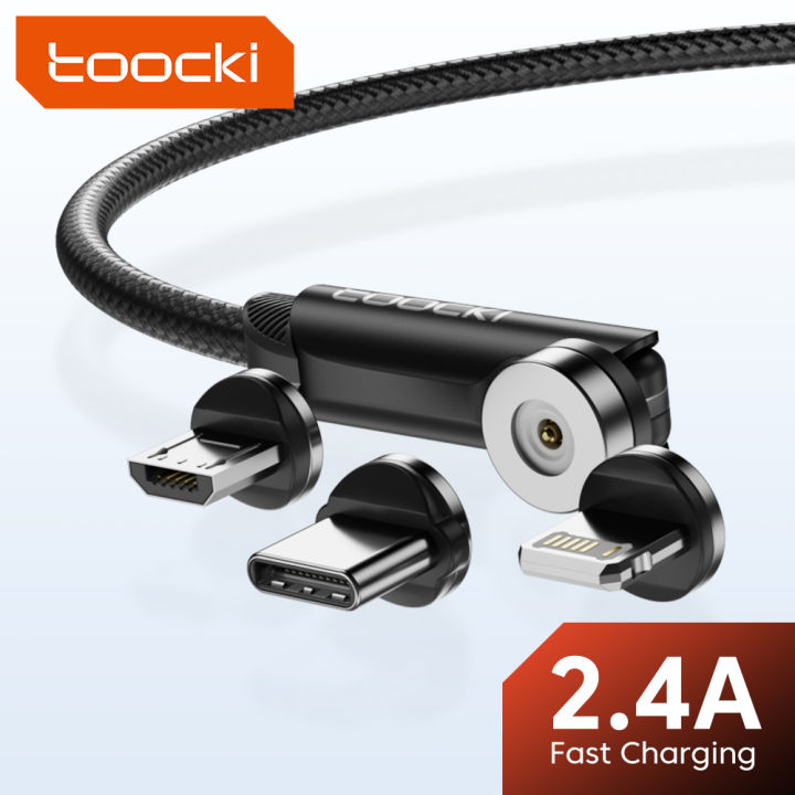 Toocki 2.4A 540 Rotate Magnetic Cable Fast Charging Micro USB Type C ...