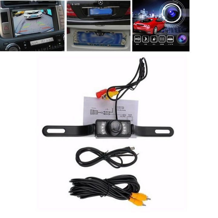 DC 12V Car Rear View Backup Camera 7 LED Night Vision License Plate ...