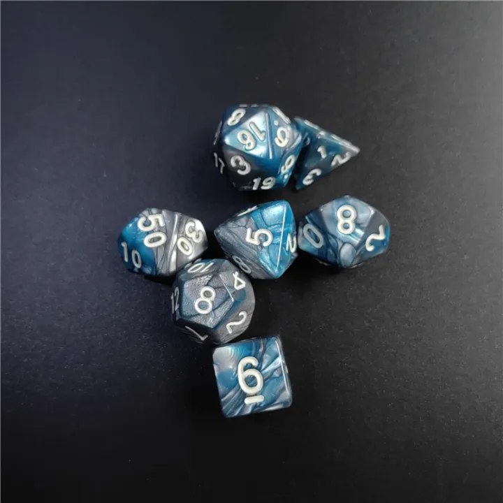 7PCS 1 Set 8 Colors Galaxy Style DND Dice Set D4 D6 D8 D10 D12 D20 ...
