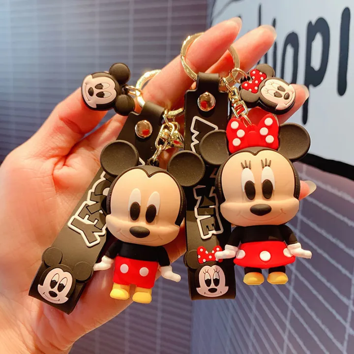 Disney Anime Mickey Keychain Cartoon Stitch Cute Minnie Keyring Student ...