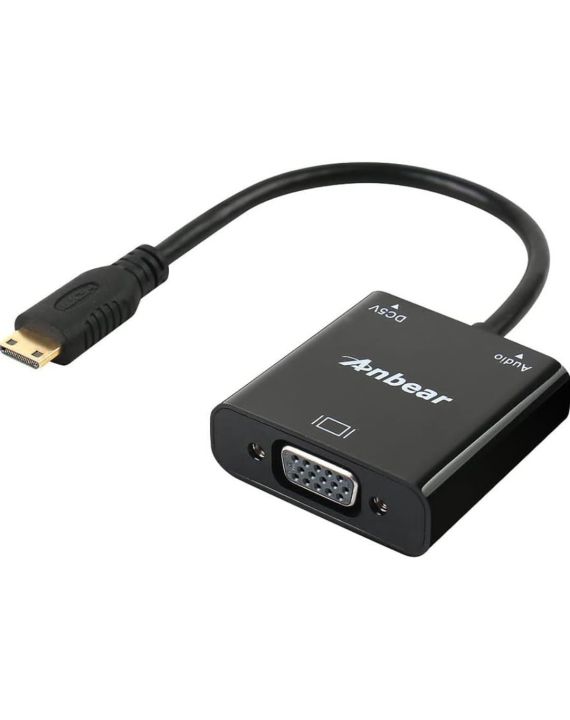 Techole Mini HDMI to VGA Adapter, Gold Plated VGA to Mini HDMI with 3 ...