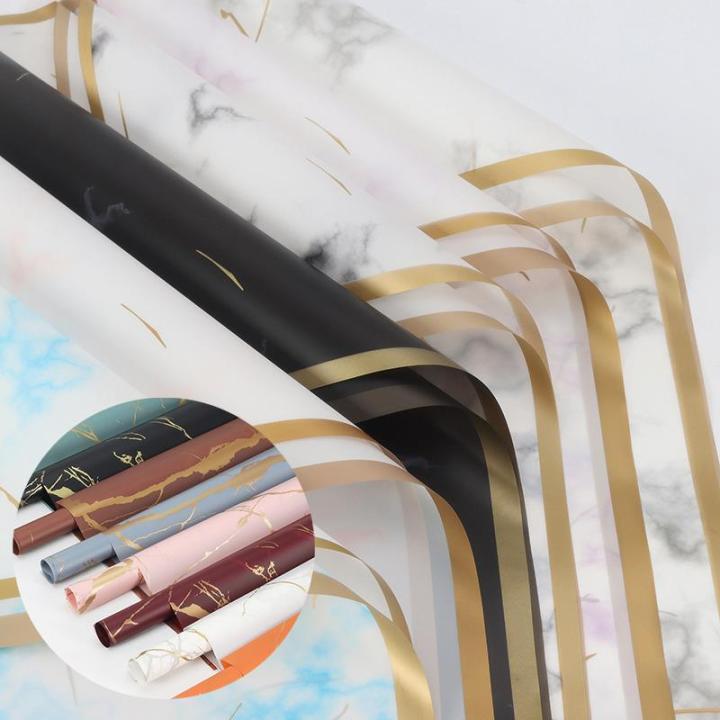 5pcs/Pack Flower Wrapping Paper Golden Border Rose 58 * 58cm Half ...