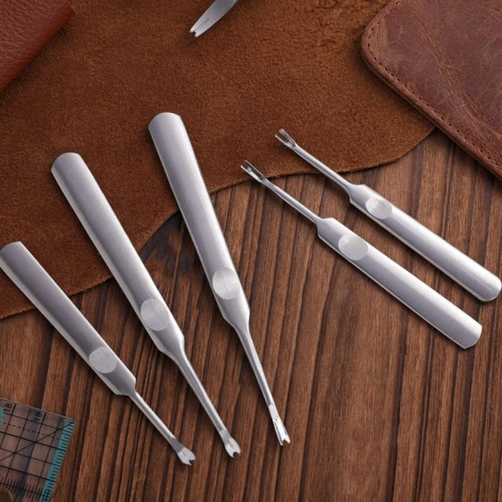 U+V Shaped Leather Stitching Skiving Handmade Groover Punching Tool Kit ...