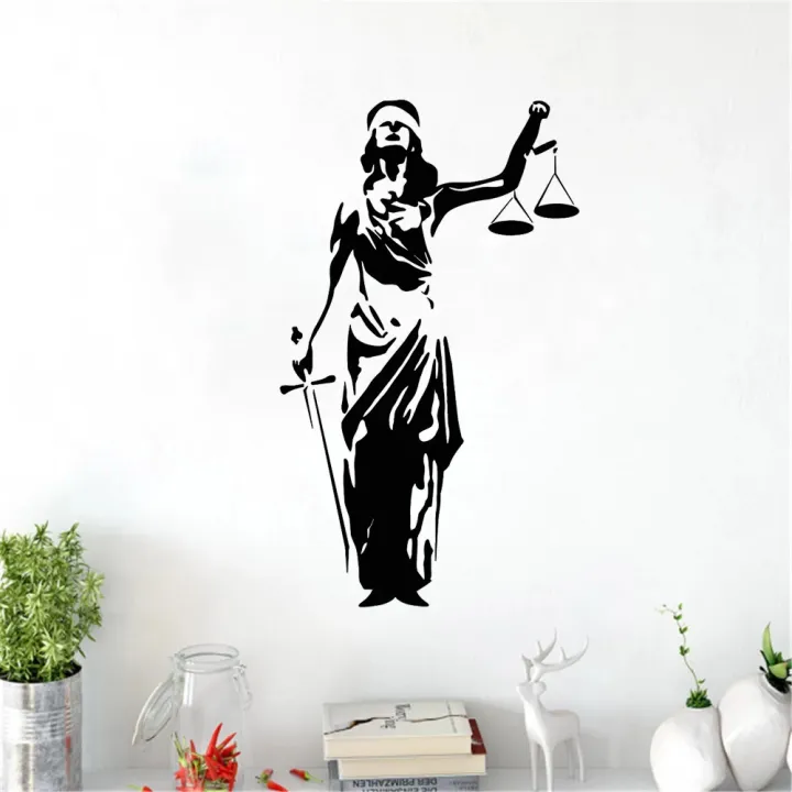 1 pc cool Law Office Lady Justice Themis Court Of Justice Wall Stickers ...