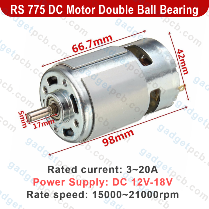 775 DC Motor 12V 18V 21000RPM Large Torque Tools Motor Double Ball ...