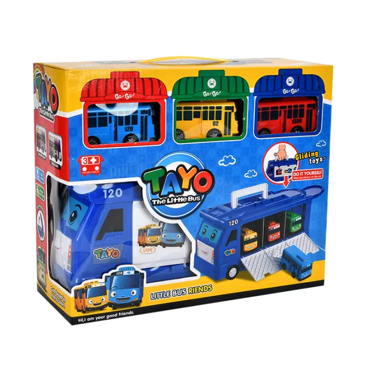 New Tayo Mini Bus Little Bus Toy Set Openable Doors, Slide & Pull Back ...