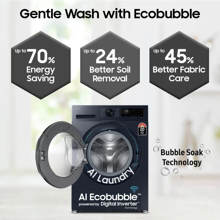SAMSUNG 9 Kg Washing Machine With AI Eco Bubble WiFi Embedded & Smart ...