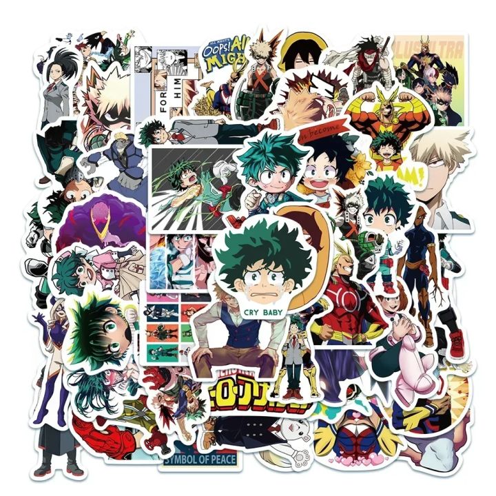 50PCS My Hero Academy Stickers Cute Anime Graffiti Decals Waterproof ...