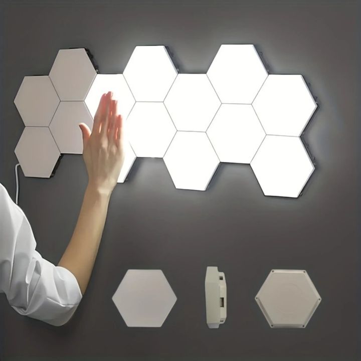 6pcs Touch Control Hexagonal LED Wall Light,Honeycomb Lights, Touch ...