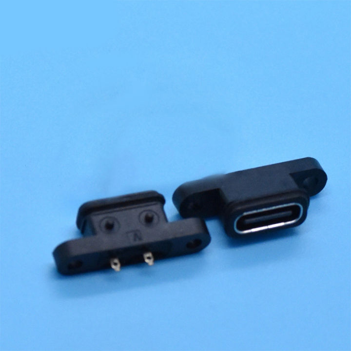 2Pcs TYPE C 2Pin Waterproof Female USB C Socket Port With Screw Hole ...