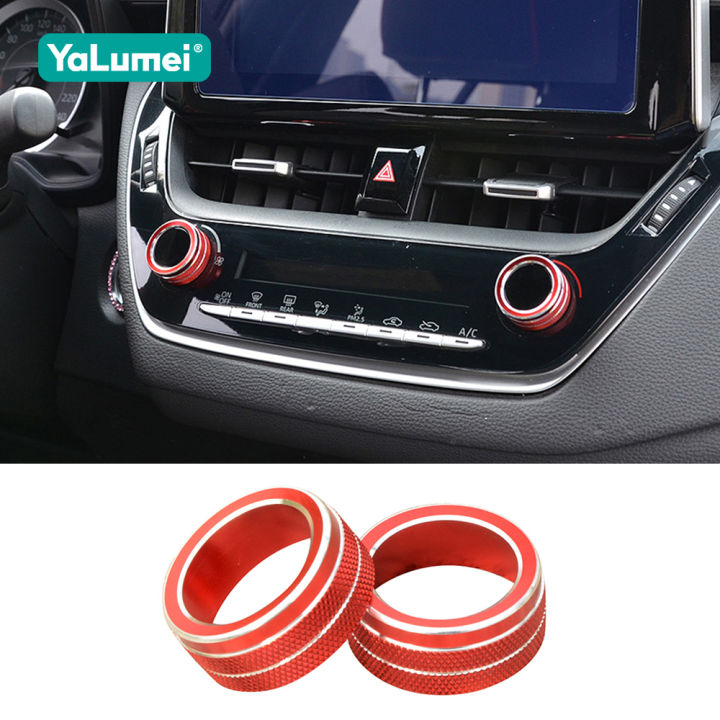 2Pcs Aluminum Car AC Climate Control Switch Knob Button Ring Trim Cover ...