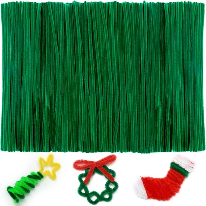 100/200/300 Pieces Green Pipe Cleaners, Christmas Craft Pipe Cleaners ...