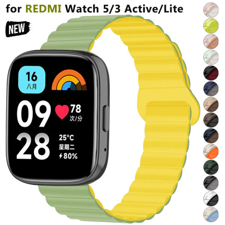 Magnetic Silicone Strap for Redmi Watch 5/3 Active Sport Loop 22mm Watchand Bracelet for Xiaomi ...