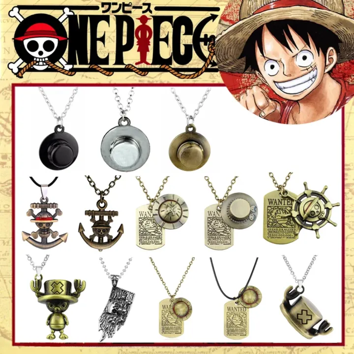 Anime One Piece Necklace Luffy Ace Pirate Skull Hat Pendant Bead Chain ...
