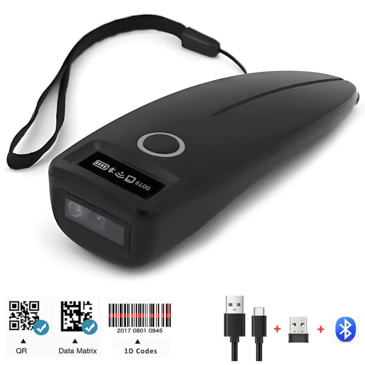 Barcode Scanner Wireless 1D 2D QR Code Scanner USB Bluetooth Mini ...