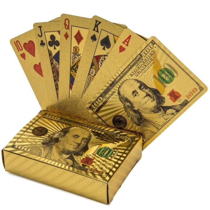 24K Gold Foil Playing Cards Deck with $100 Bill Design | High Quality ...