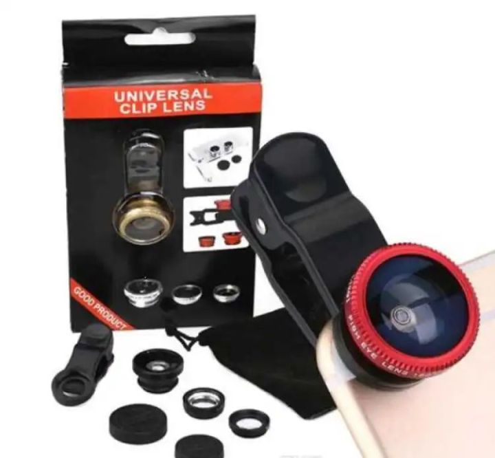 3 In 1 Universal Clip Camera Mobile Phone Lens Fish Eye + Macro + Wide ...
