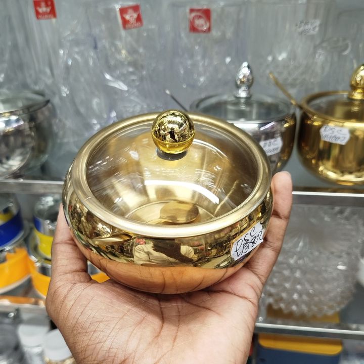 Stainless Steel Spice Jar Set with Glass Cover Spoon Organize Your Salt ...