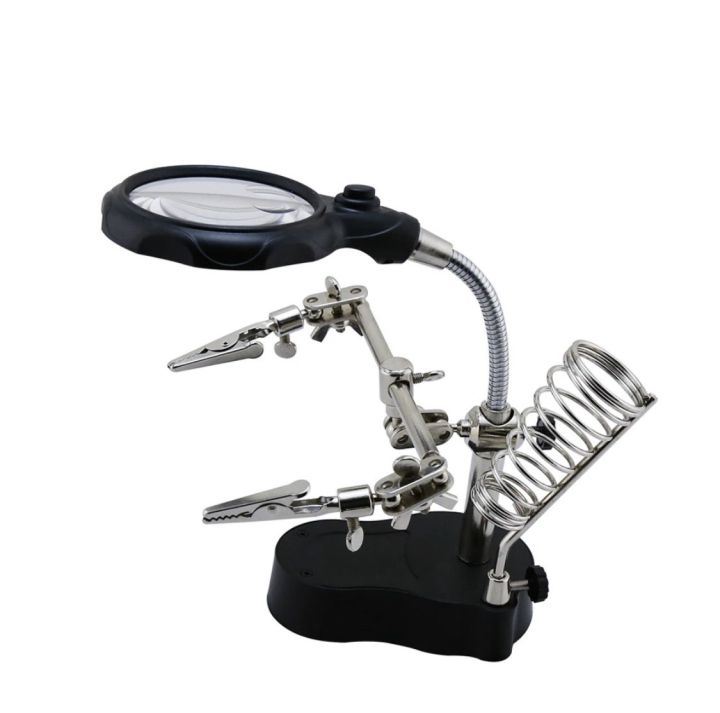 TE 801 Welding Magnifying Glass 2 LED Auxiliary Clip Magnifier 3 In 1 ...