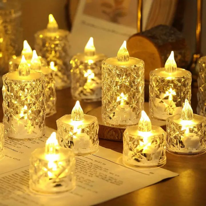 pack of 3LED Candle Lamp with Rose Halo Refraction, Battery Operated ...