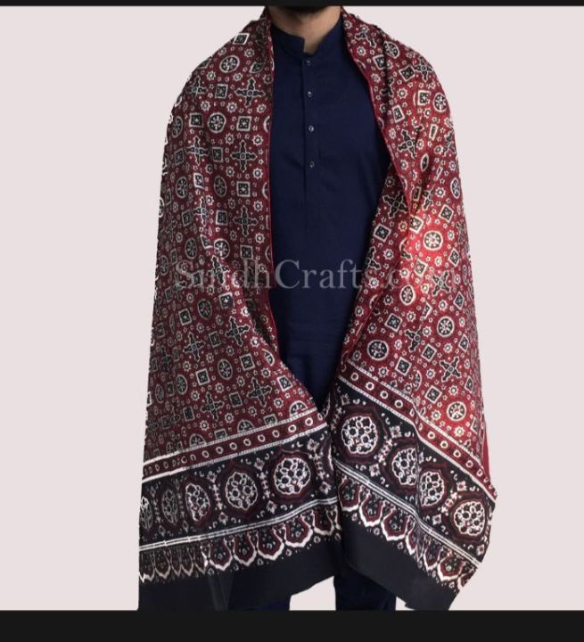 sindhi ajrak shawls premium quality m | Daraz.pk