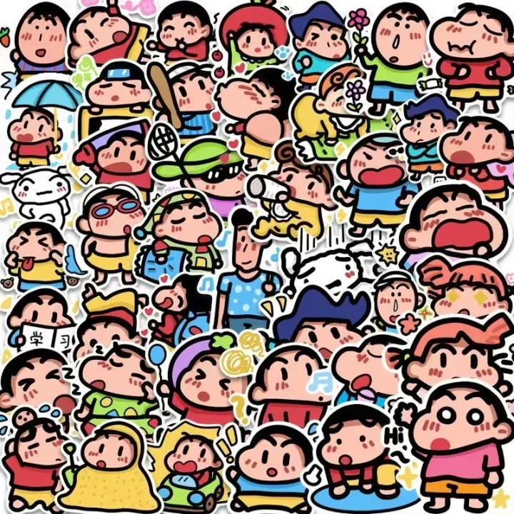 60PCS Anime Crayon Shin Chan Stickers Toys Graffiti Decals Laptop ...