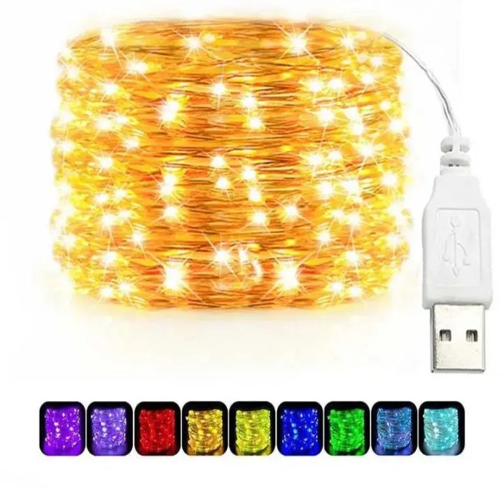 USB LED String Lights Copper Silver Wire Garland Light Waterproof LED ...