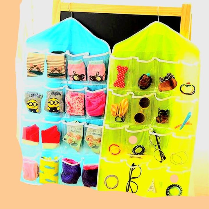 16 Pockets Clear Hanging Bag - Space-Saving Organizer for Underwear, Socks & Accessories - Neat ...