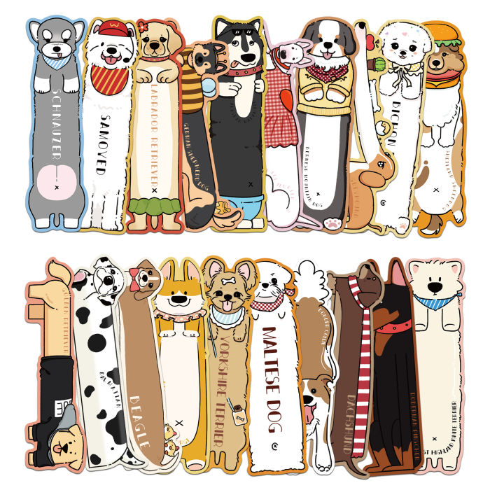 30PCS Reading Dog Theme Bookmarks Cute Reading Pages Book Tags Student ...