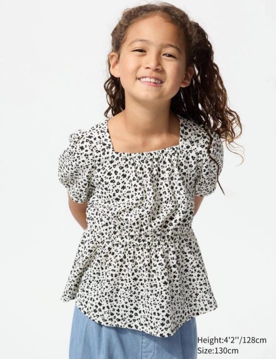 uniqlo girl puff sleeve blouse | Shop.com.mm