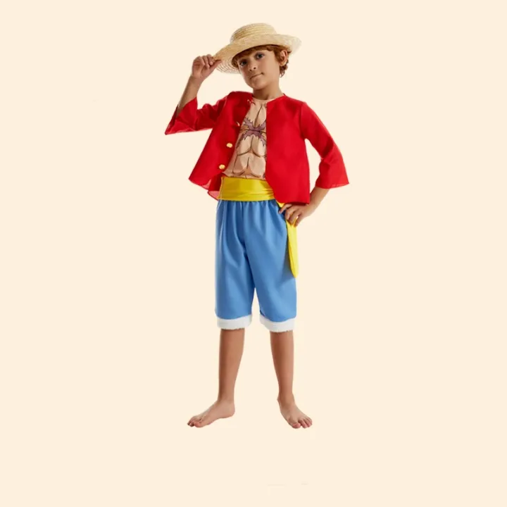 Luffy Cosplay Costume Anime Piece Coat Pants Hat for Kids Children ...