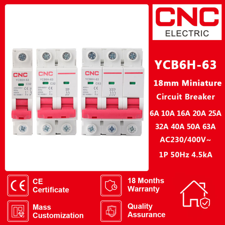 CNC YCB6H-63 1P/2P/3P Miniature Circuit Breaker MCB Din Rail Mount ...