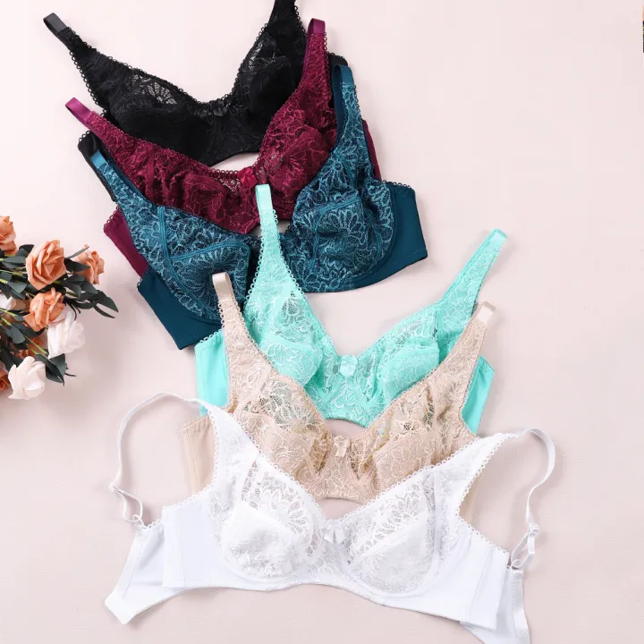 Sexy Womens Bras Ultra-Thin Perspective Deep V Lace Sheer Plus Size Bra ...