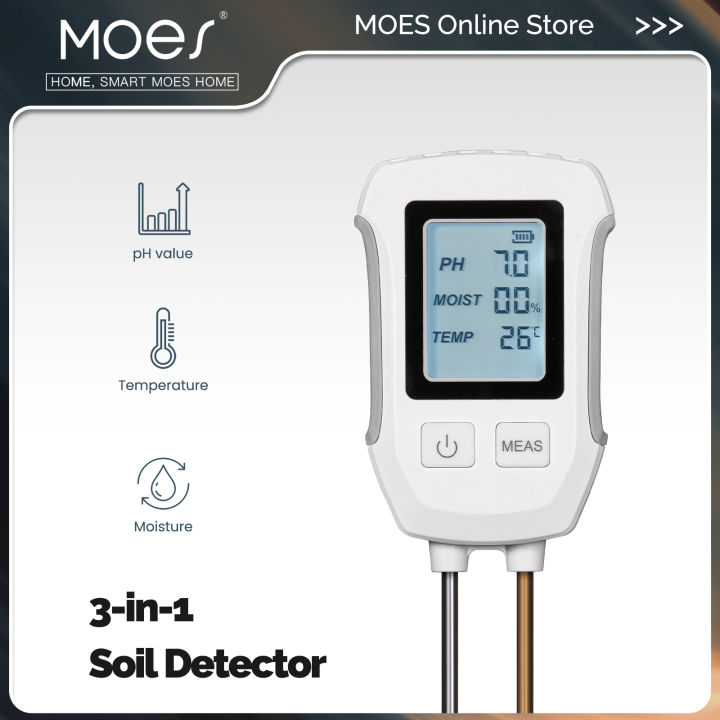 MOES 3 in 1 Soil PH Detector Tester LCD Screen Thermometer Temperature ...