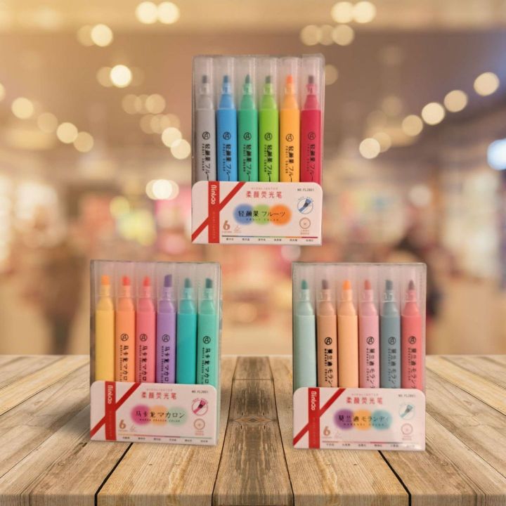 6 Pcs / Set Multicolor & Multshade Aesthetic Pastel Highlighter Pens ...
