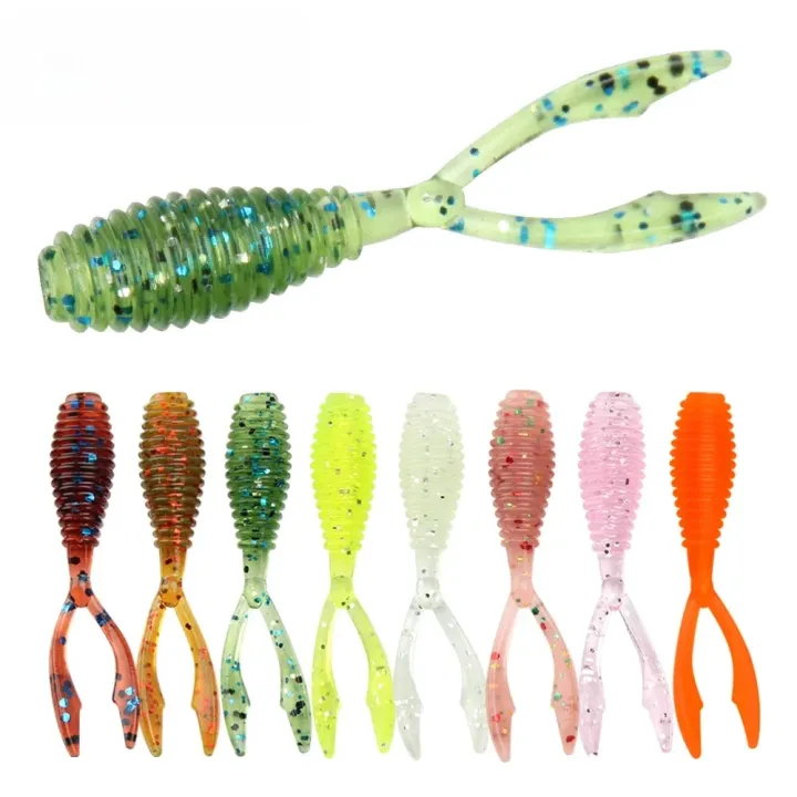 Soft Fishing Lures Rockfish 10pcs/lot 0.3g 36mm Twin Tail Artificial ...