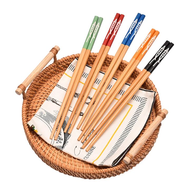 5 Pairs Natural Bamboo Wood Chopsticks Reusable Hashi Sushi Food Stick ...