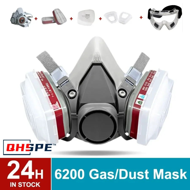 Original 6200 Respirator Reusable Half Face Cover Gas Mask with Cotton ...