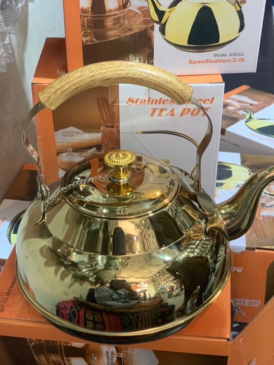 Teapot Golden stainless steel 2.0L | Daraz.pk