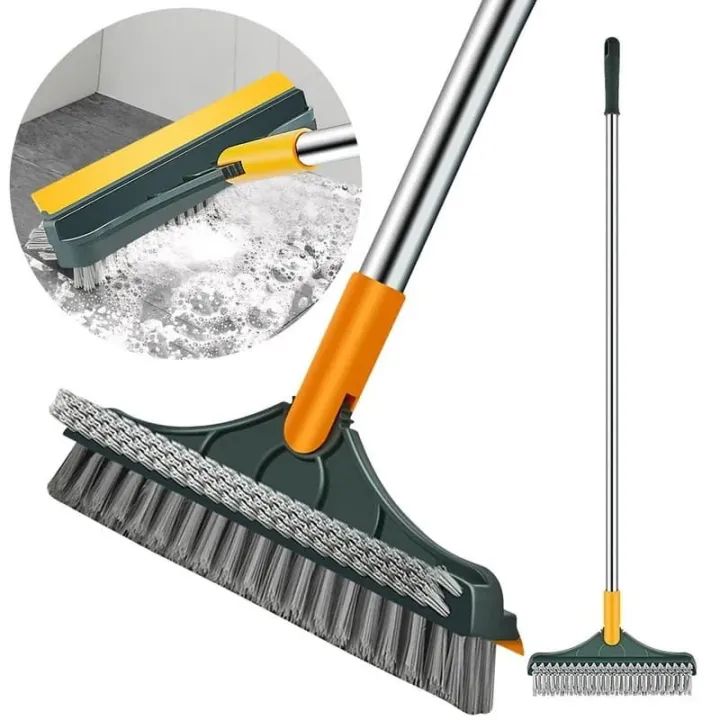 360 Rotating Long Handle Broom Adjustable Floor Scrub Brush Windows ...