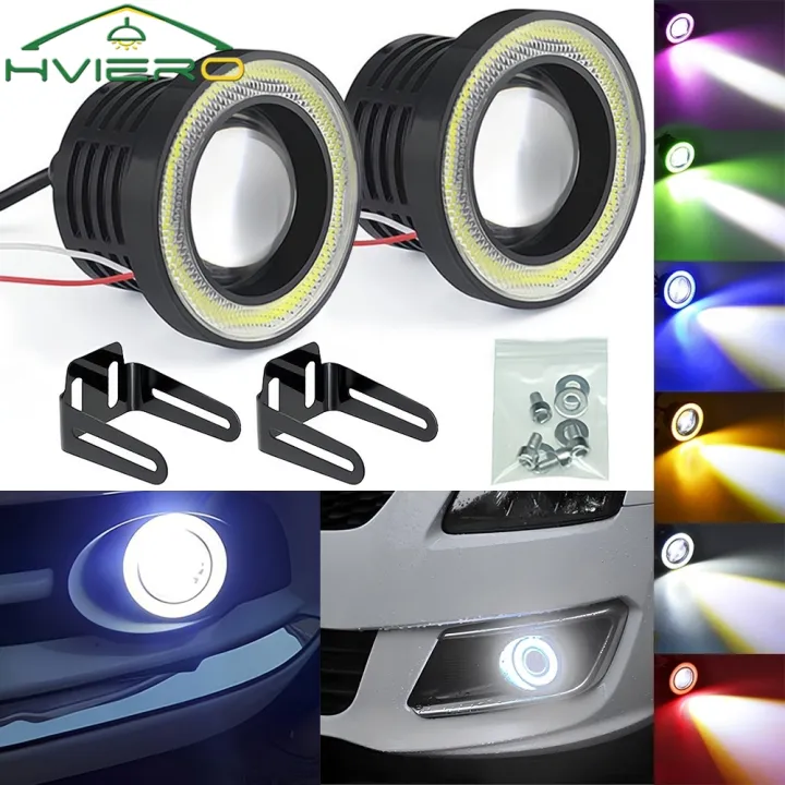 2X Car COB Auto DRL Led 12V HeadLamps Angel Eyes Fog Waterproof ...
