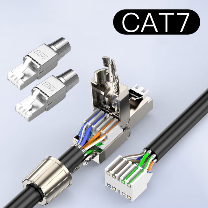 Tool-Free Cat7 RJ45 Connector Toolless Shielded Reusable Termination ...