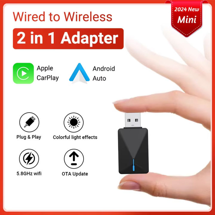 2024 Mini Wired to Wireless 2 in 1 AI Box Carplay 5G Wif & Bluetooth 5. ...