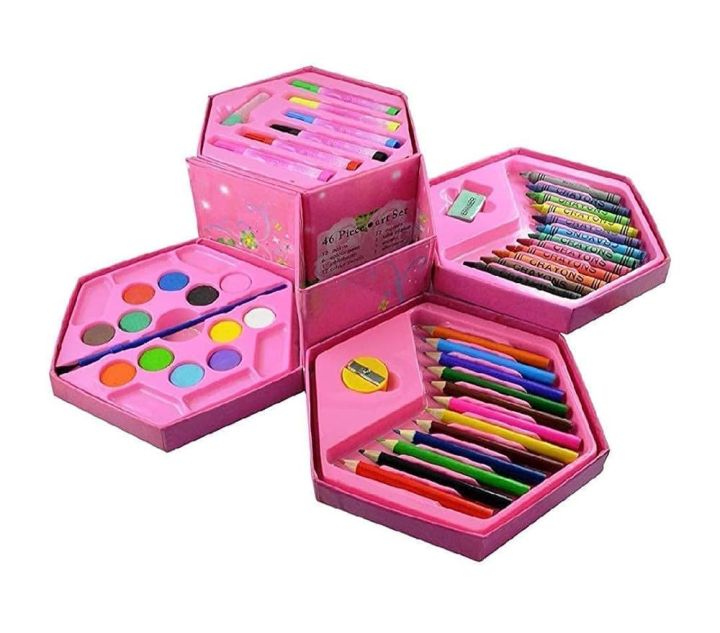 46 Pcs Colors Art Box – Painting & Drawing Set with Color Pencils ...
