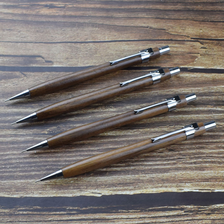 Wooden Mechanical Pencil 0.5mm Automatic Pen For Office School Nature ...