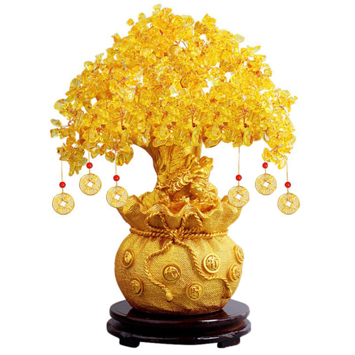 Lucky Tree Wealth Yellow Crystal Tree Natural Money Tree Ornaments ...